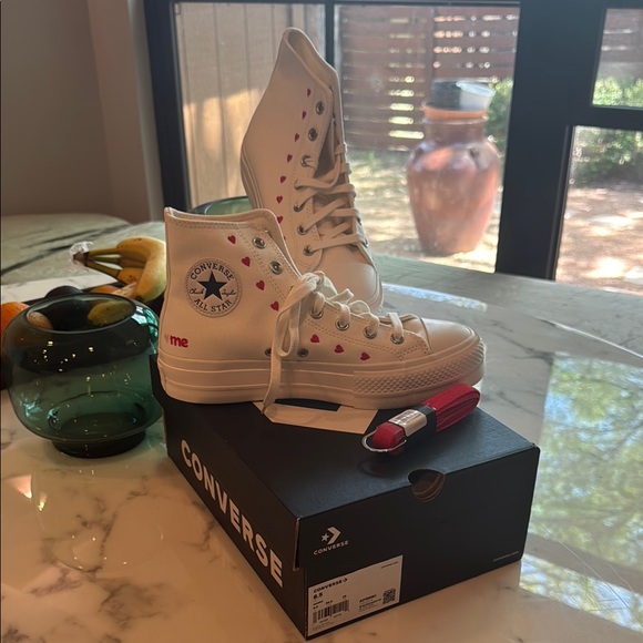 Converse | Shoes | New Converse Love Me White Hightop Sneakers With ...